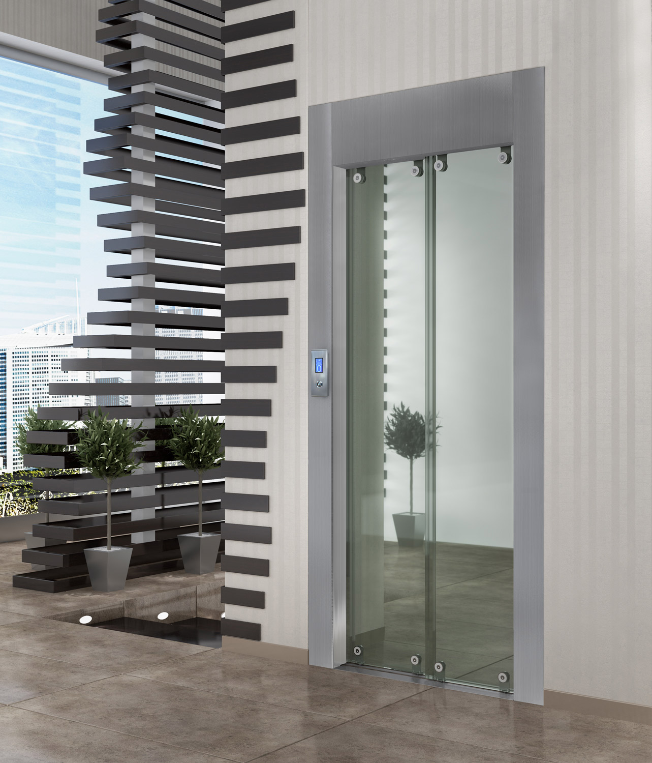 2 Panel Telescopic Opening Door Full Glass • Metron SA